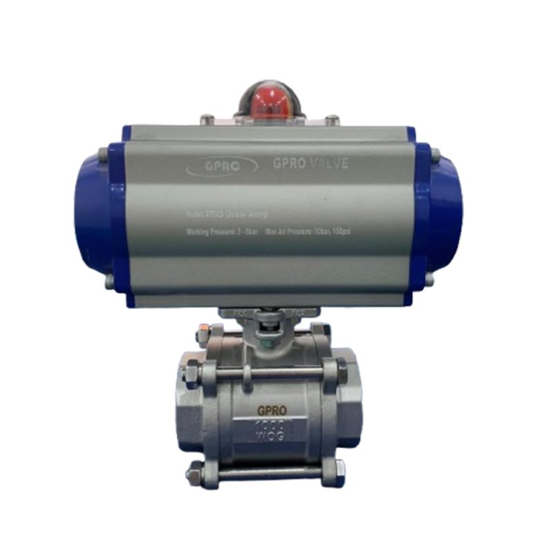 GPRO STAINLESS STEEL 316 3PC BALL VALVE SCREW END WITH DOUBLE ACTING ...